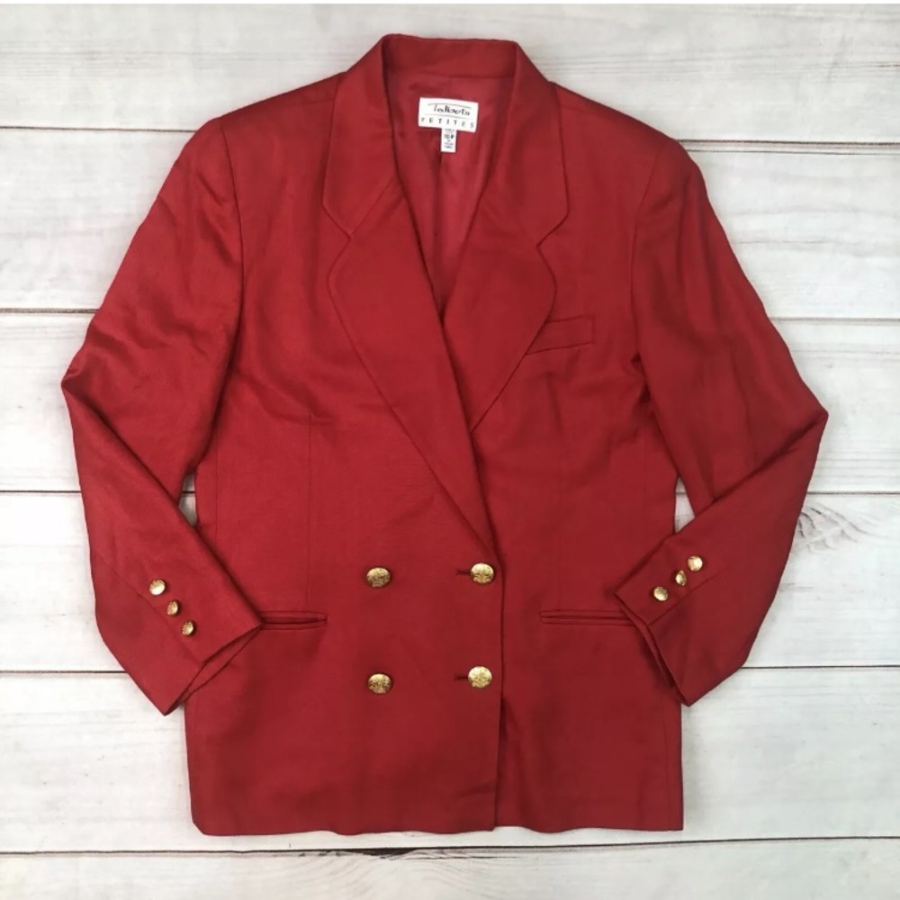 Talbots Double Blazer Linen Blazer Jacket - Gem